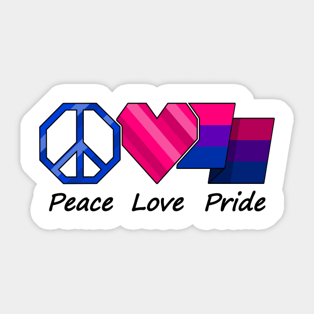 Peace, Love, and Pride design in Bisexual pride flag colors - Bisexual Pride - Sticker | TeePublic